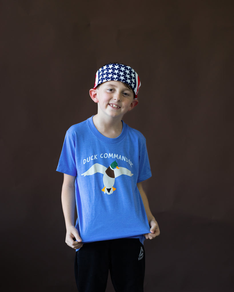 Duck Commander Heather Blue Youth Logo Tee