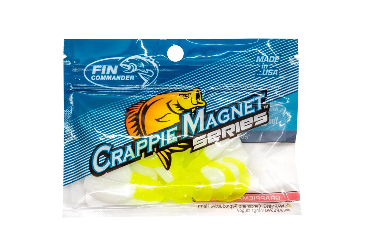 Fin Commander Slab Curly White/Chartreuse Crappie Bait– Duck Commander